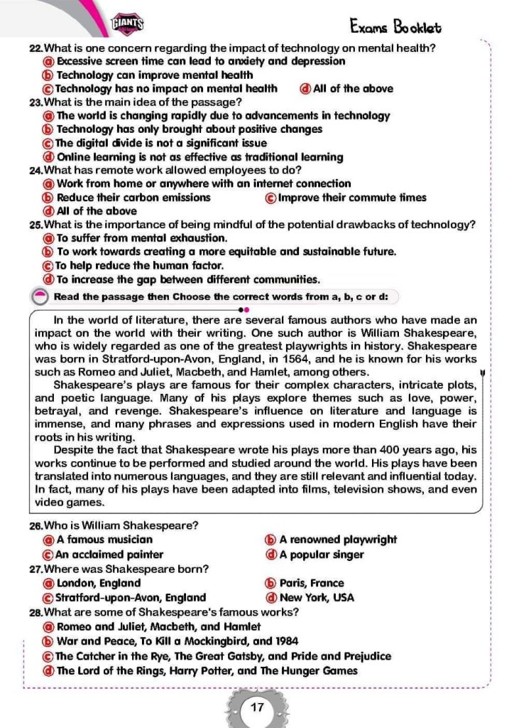 6 امتحانات انجليزي متوقعة للصف الثالث الثانوي 2023 من العمالقة – منصة ...